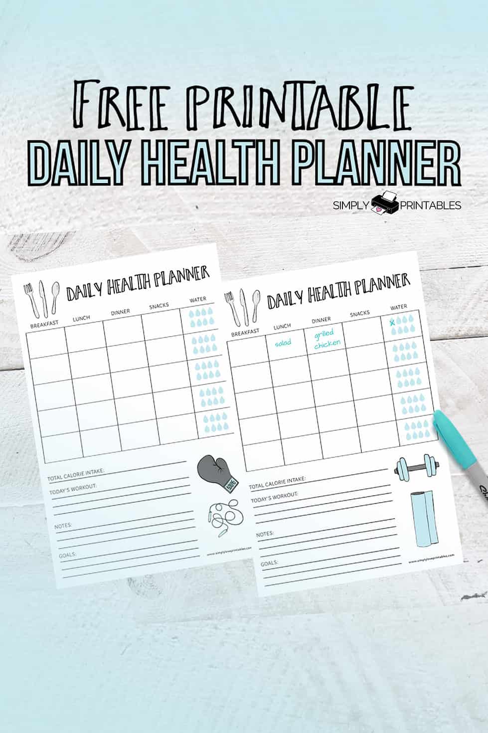 Free Printable Daily Health Planner | Simply Love Printables