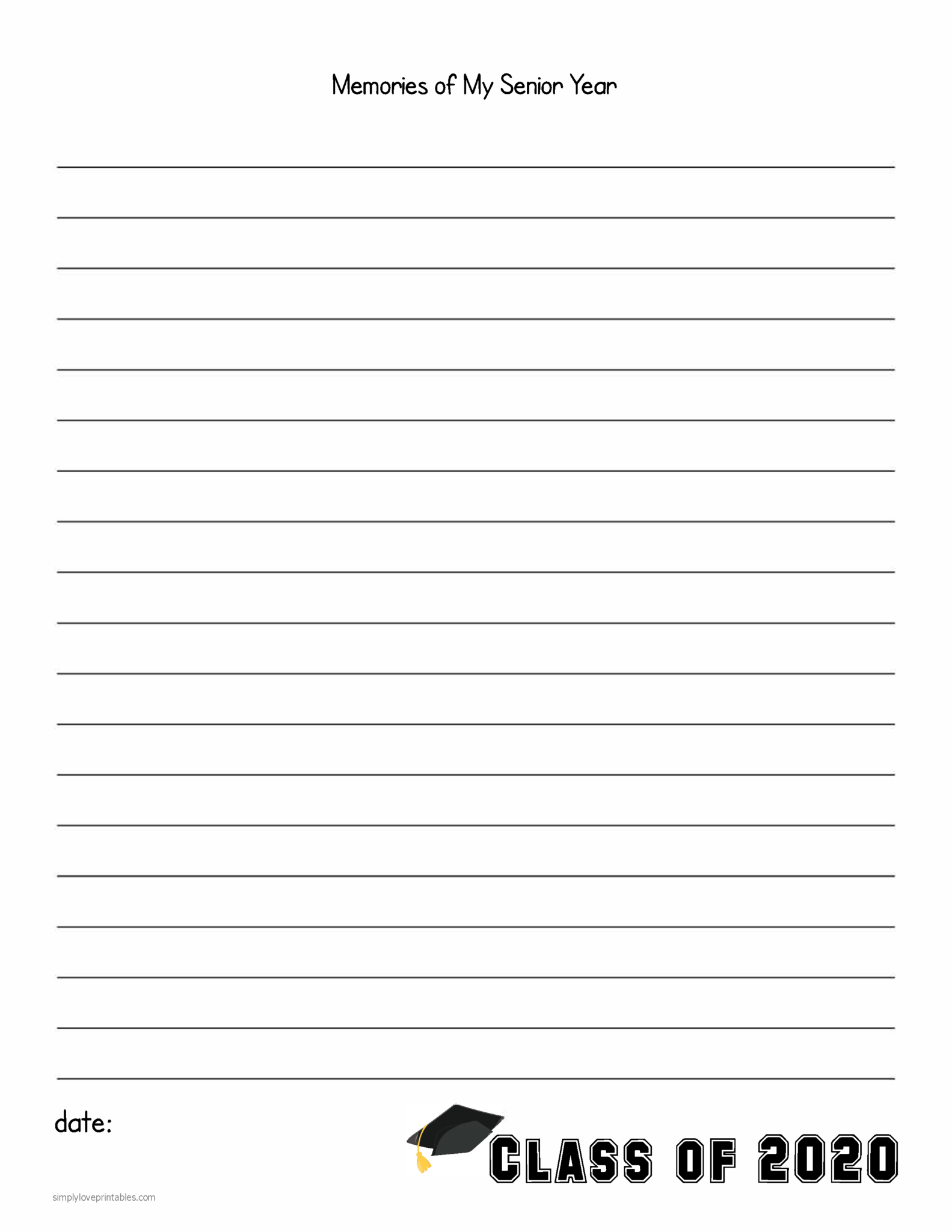 Free Printable Class of 2020 Journal Pages - Simply Love Printables