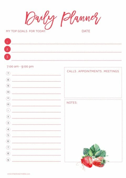 Free Printable Strawberry Planner Pages - Simply Love Printables
