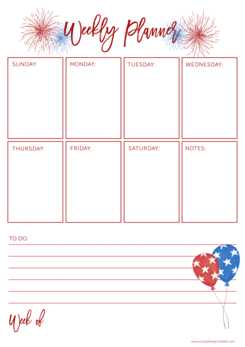 Free Printable July Planner Pages - Simply Love Printables