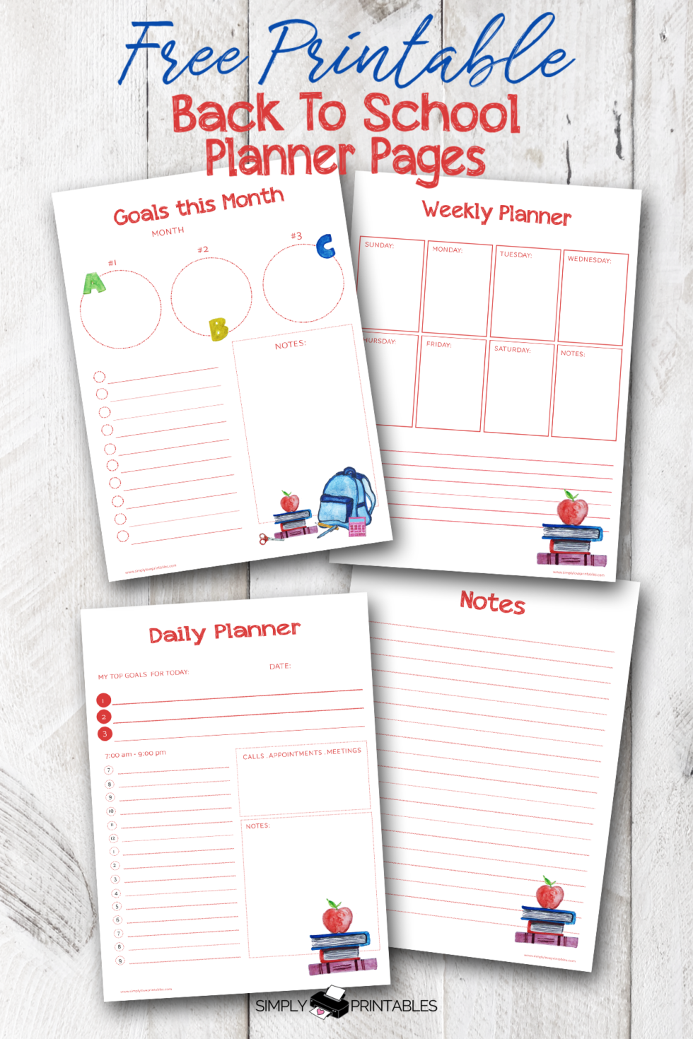 Free Printable Back to School Planner Pages - Simply Love Printables