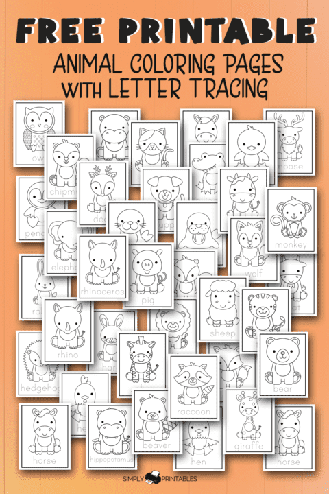 Free Printable Animal Coloring Pages with Letter Tracing - Simply Love ...