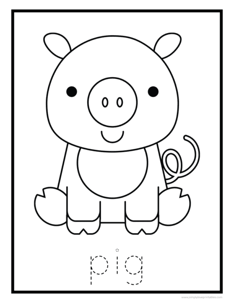 Free Printable Animal Coloring Pages with Letter Tracing - Simply Love ...