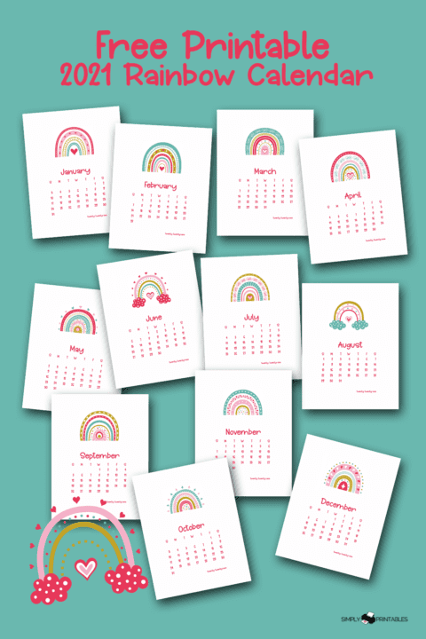 Free Printable 2021 Rainbow Calendar - Simply Love Printables