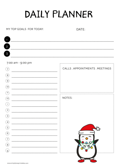 Free Printable Christmas Penguin Planner Pages - Simply Love Printables