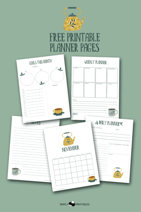 Free Printable Tea Time Planner Pages - Simply Love Printables