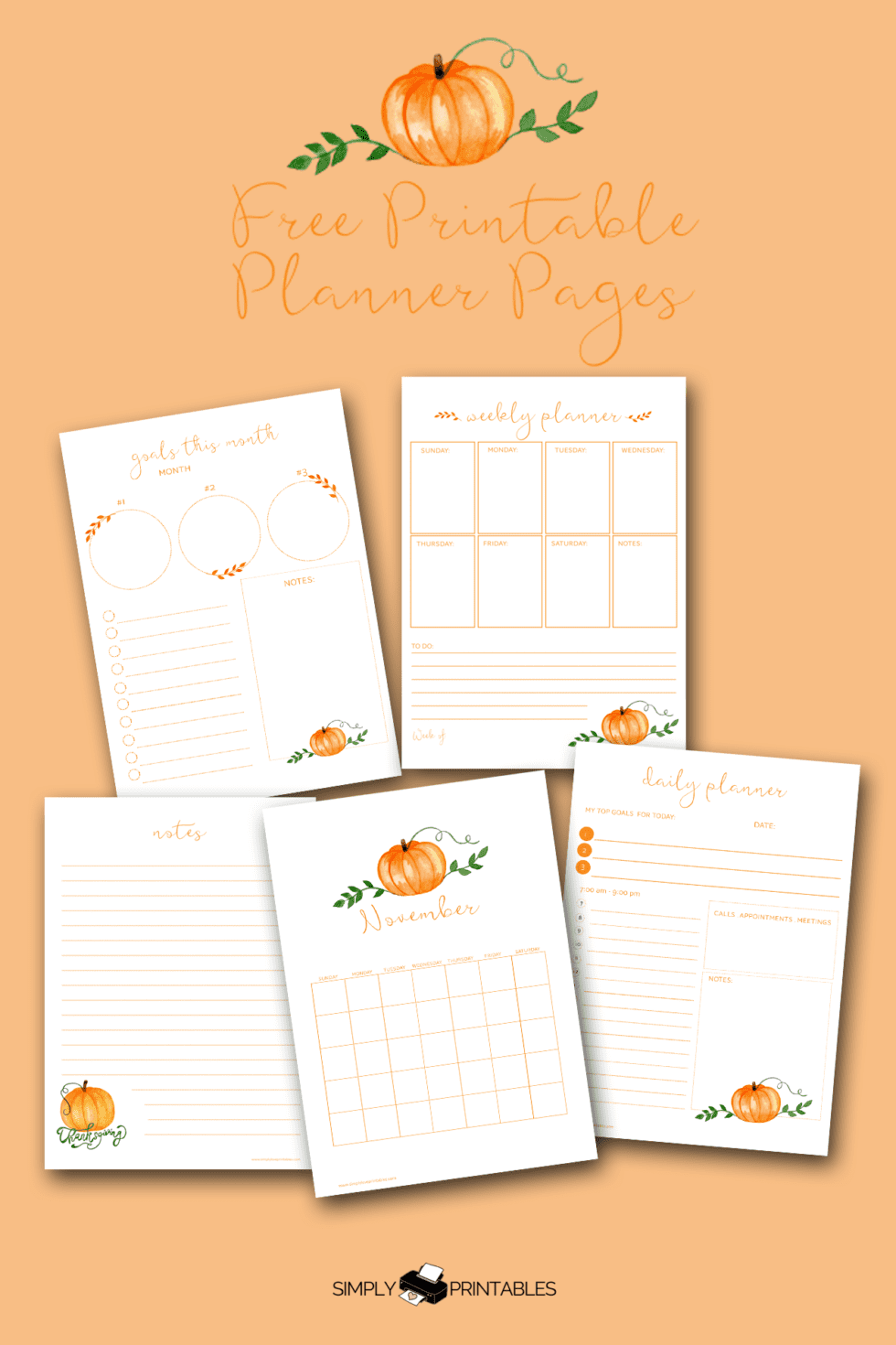 Free Printable Pumpkin Planner Pages - Simply Love Printables