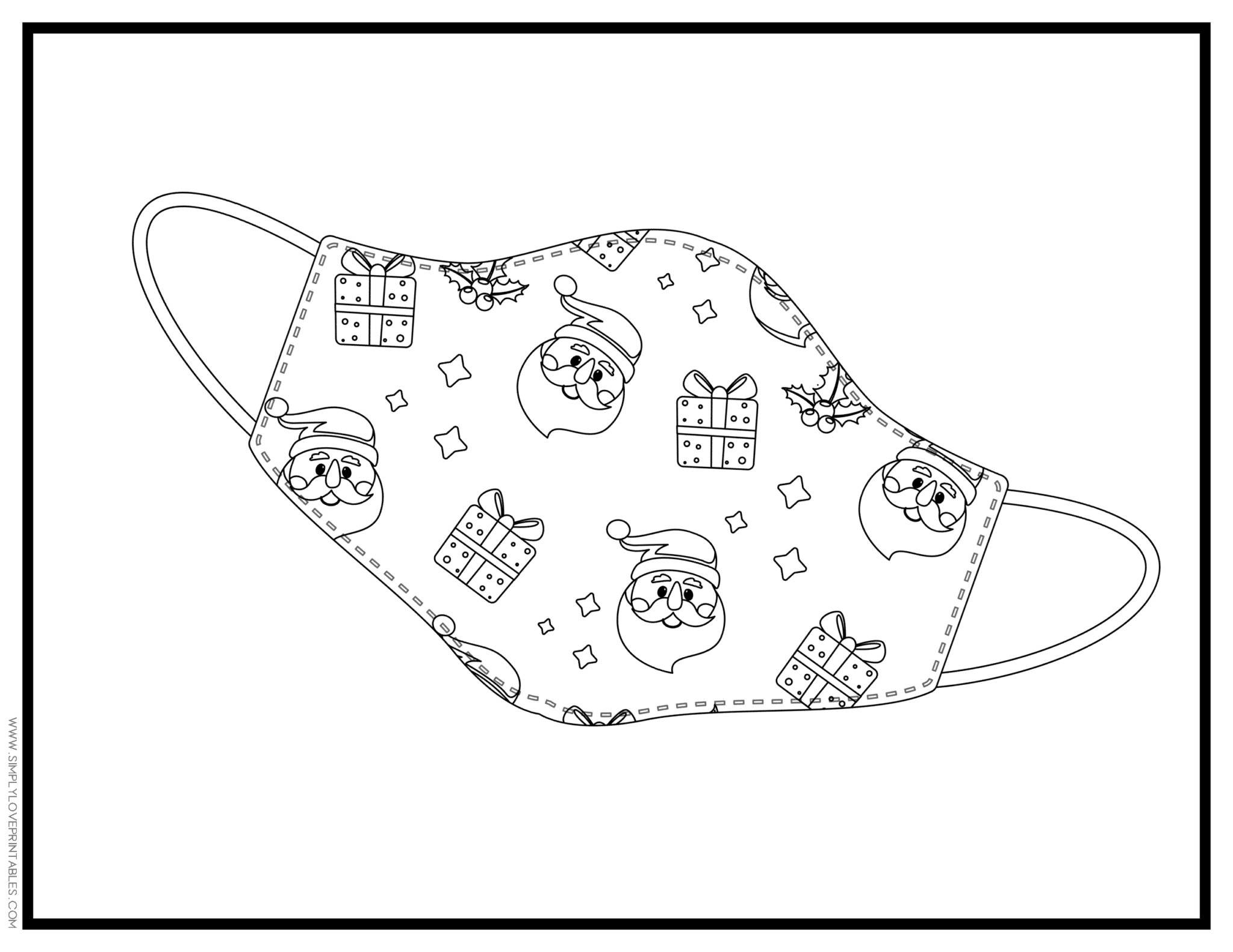 Free Printable Christmas-Theme Face Mask Coloring Pages - Simply Love ...