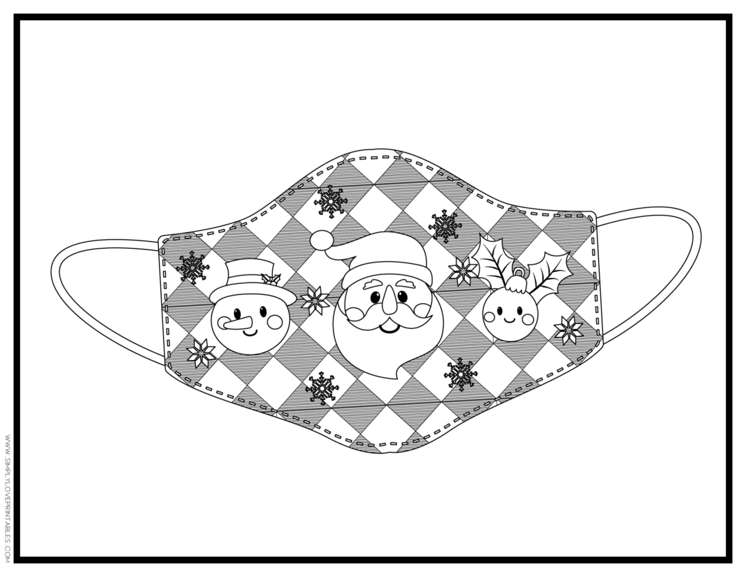 Free Printable Christmas-Theme Face Mask Coloring Pages - Simply Love ...