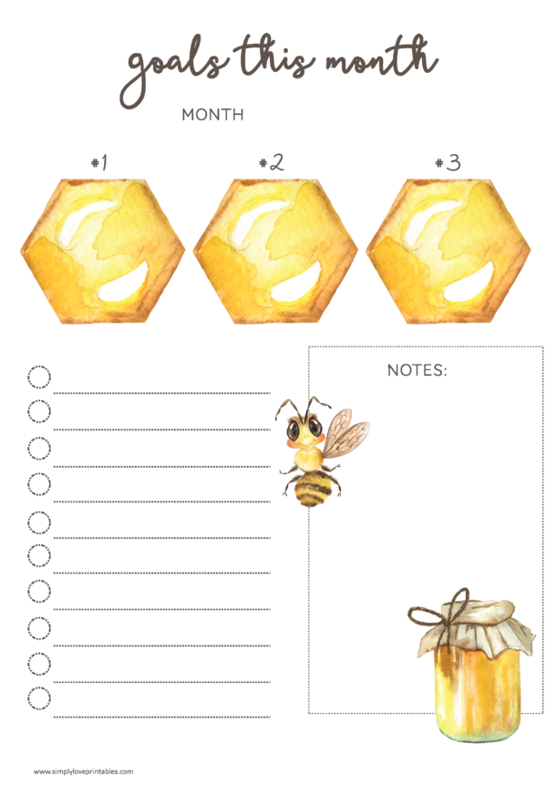 Free Printable Bumblebee Planner Pages