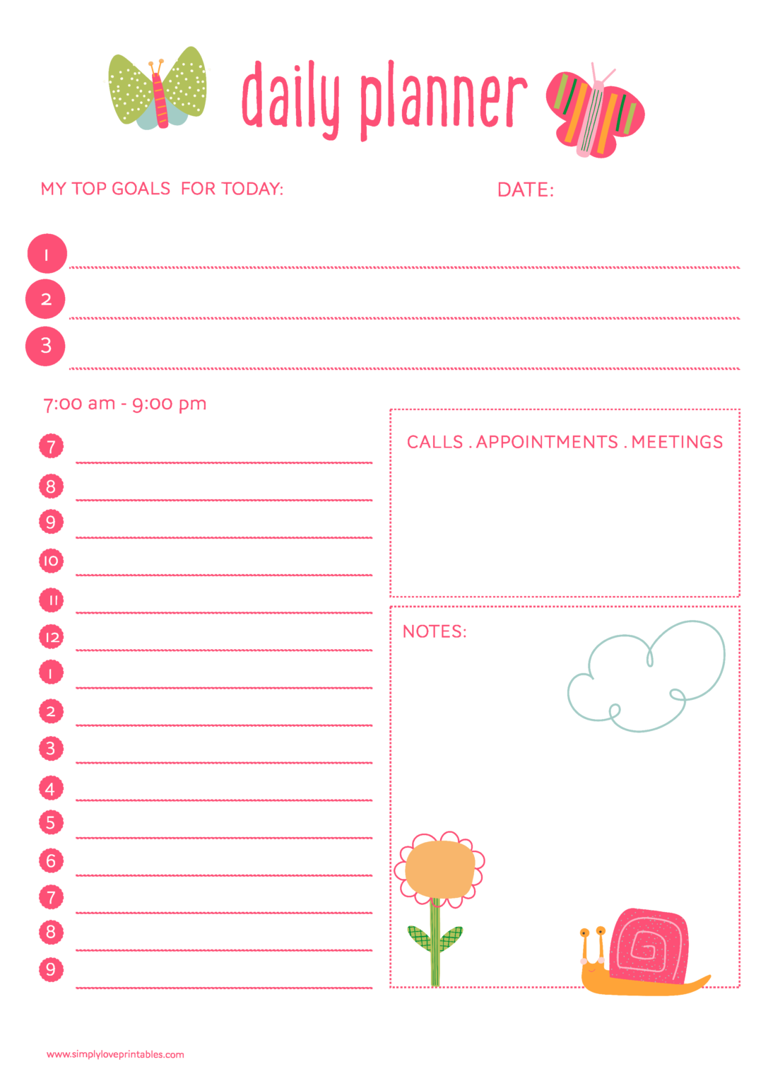 Free Printable Cute Summer Planner Pages - Simply Love Printables