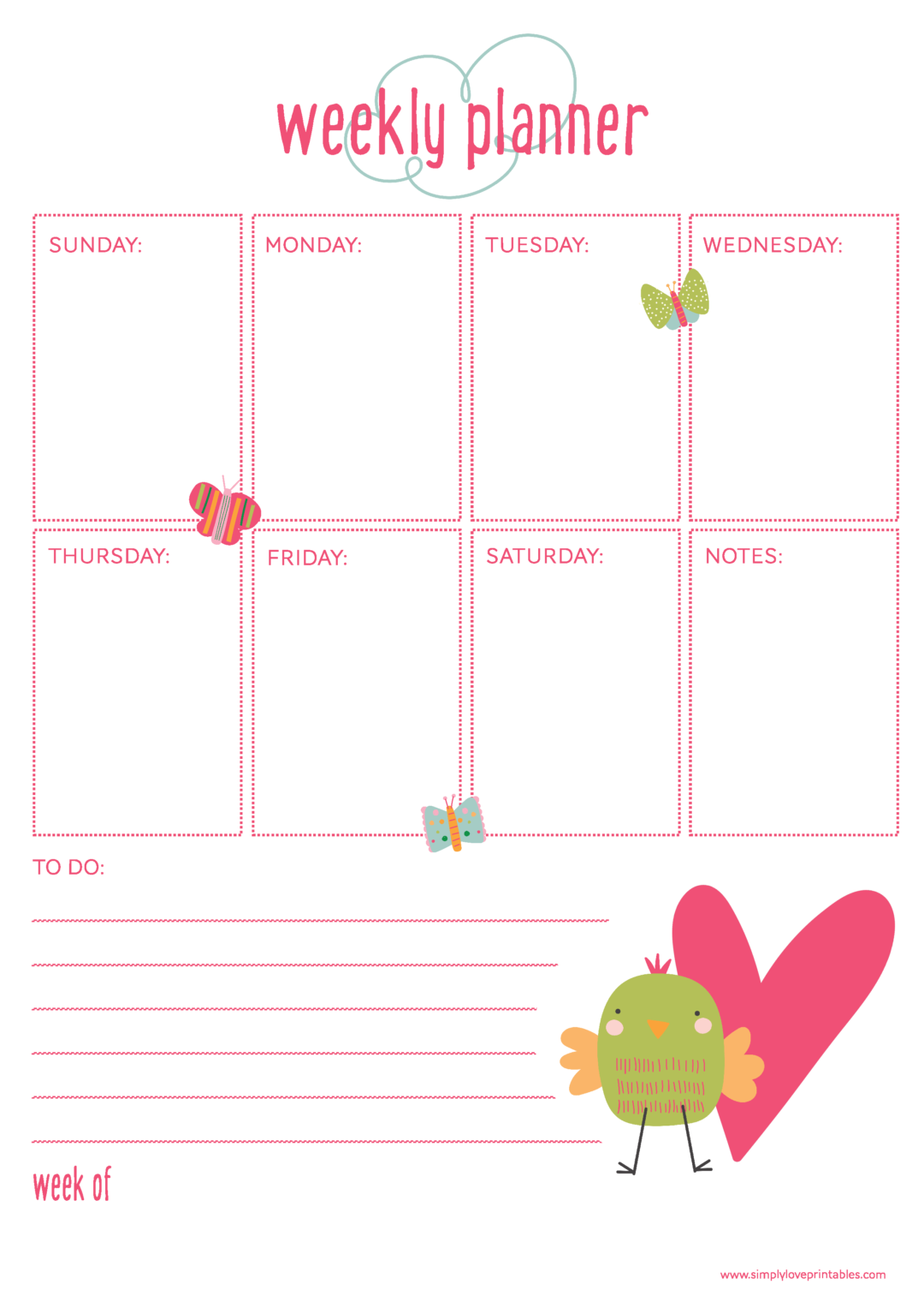 Free Printable Cute Summer Planner Pages - Simply Love Printables