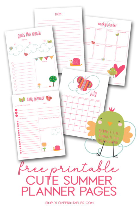 Free Printable Cute Summer Planner Pages - Simply Love Printables