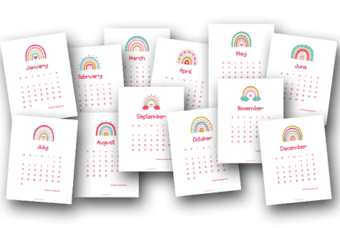 Free Cute Rainbow Monthly Calendar 2022 - Simply Love Printables