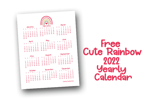 Free Cute Rainbow Monthly Calendar 2022 - Simply Love Printables