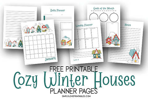 Free Printable Cozy Winter Houses Planner Pages - Simply Love Printables
