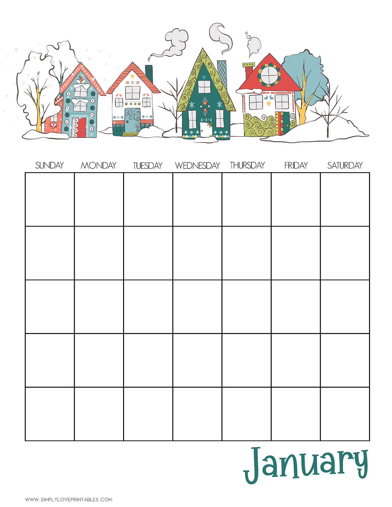 Free Printable Cozy Winter Houses Planner Pages - Simply Love Printables