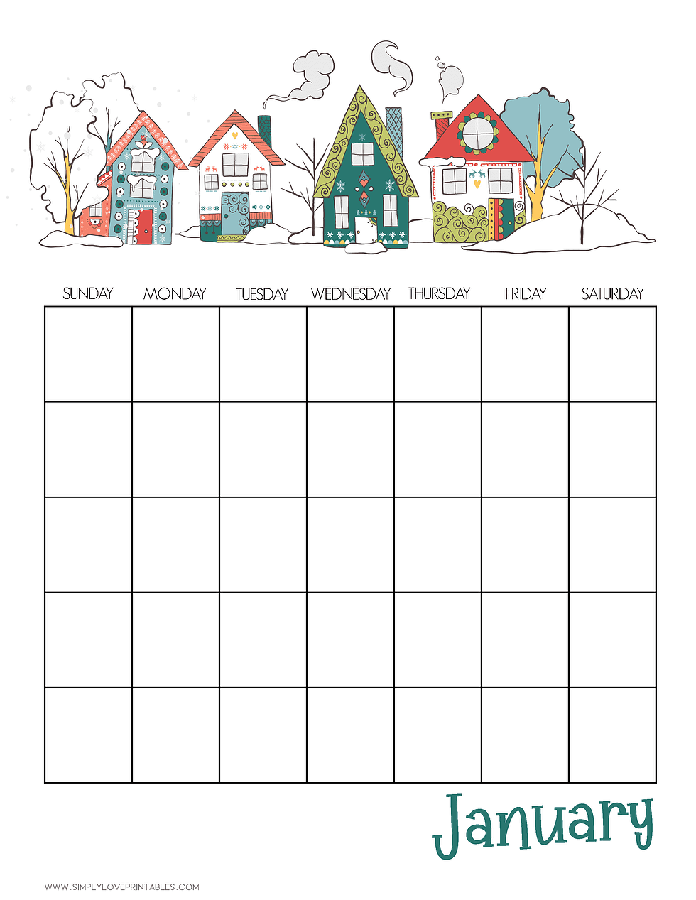 Free Printable Cozy Winter Houses Planner Pages - Simply Love Printables