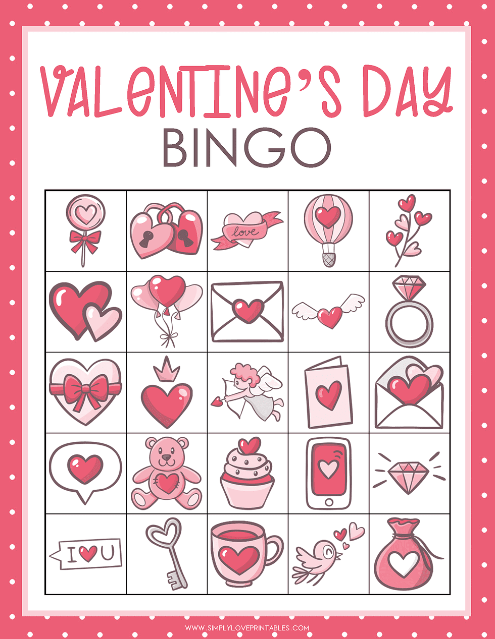 Free Printable 10 Valentine's Day Bingo Cards - Simply Love Printables