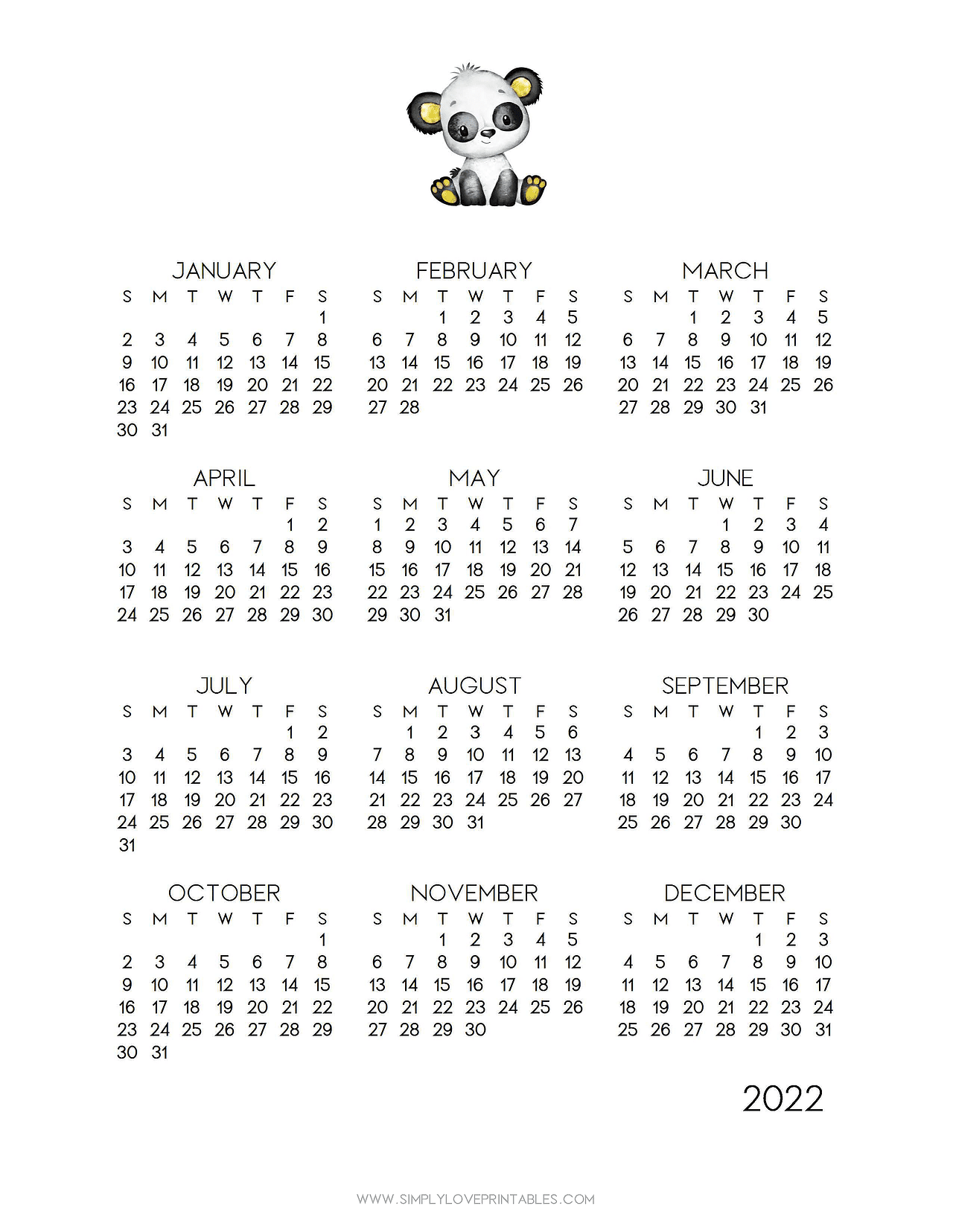 2022 Calendar Printable | Simply Love Printables