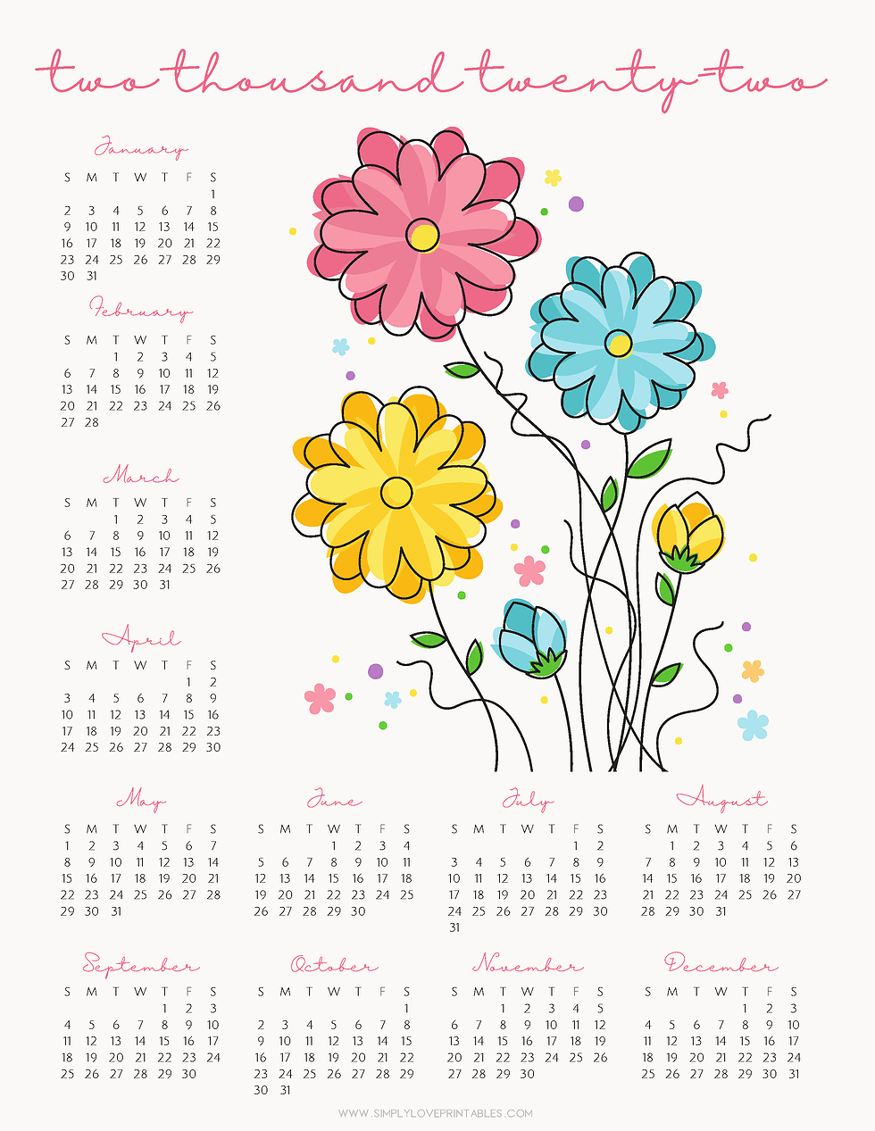 2022 Calendar Printable | Simply Love Printables