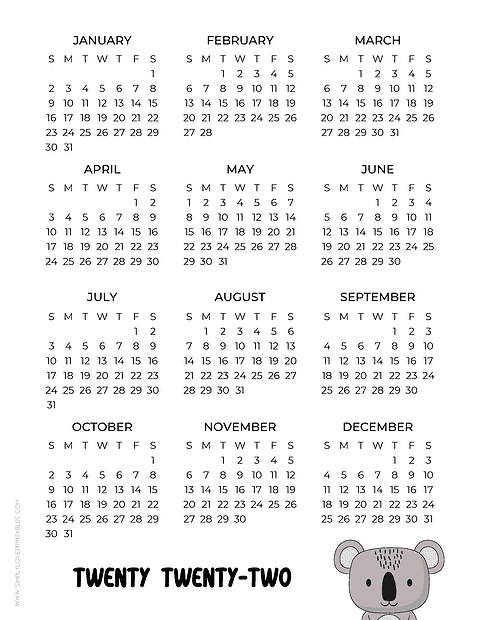 2022 Calendar Printable | Simply Love Printables