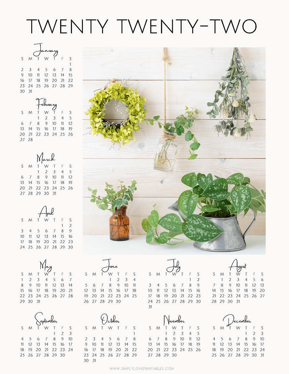 2022 Calendar Printable | Simply Love Printables