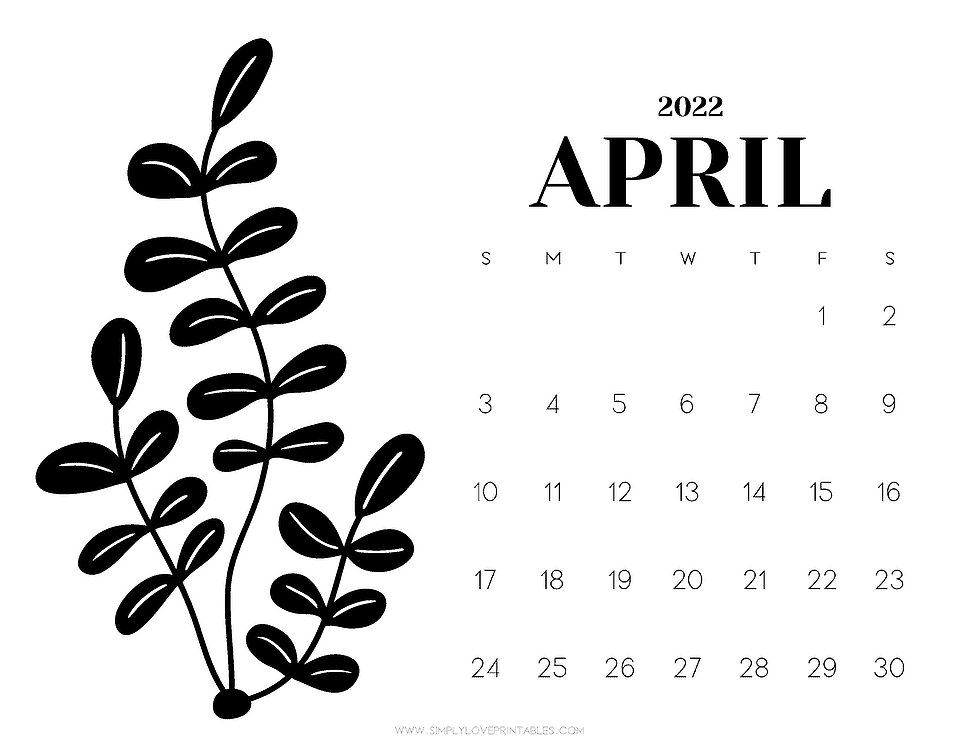April 2022 Calendars - 40 FREE Printables | Simply Love Printables