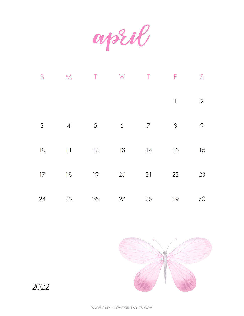 April 2022 Calendars - 40 FREE Printables | Simply Love Printables