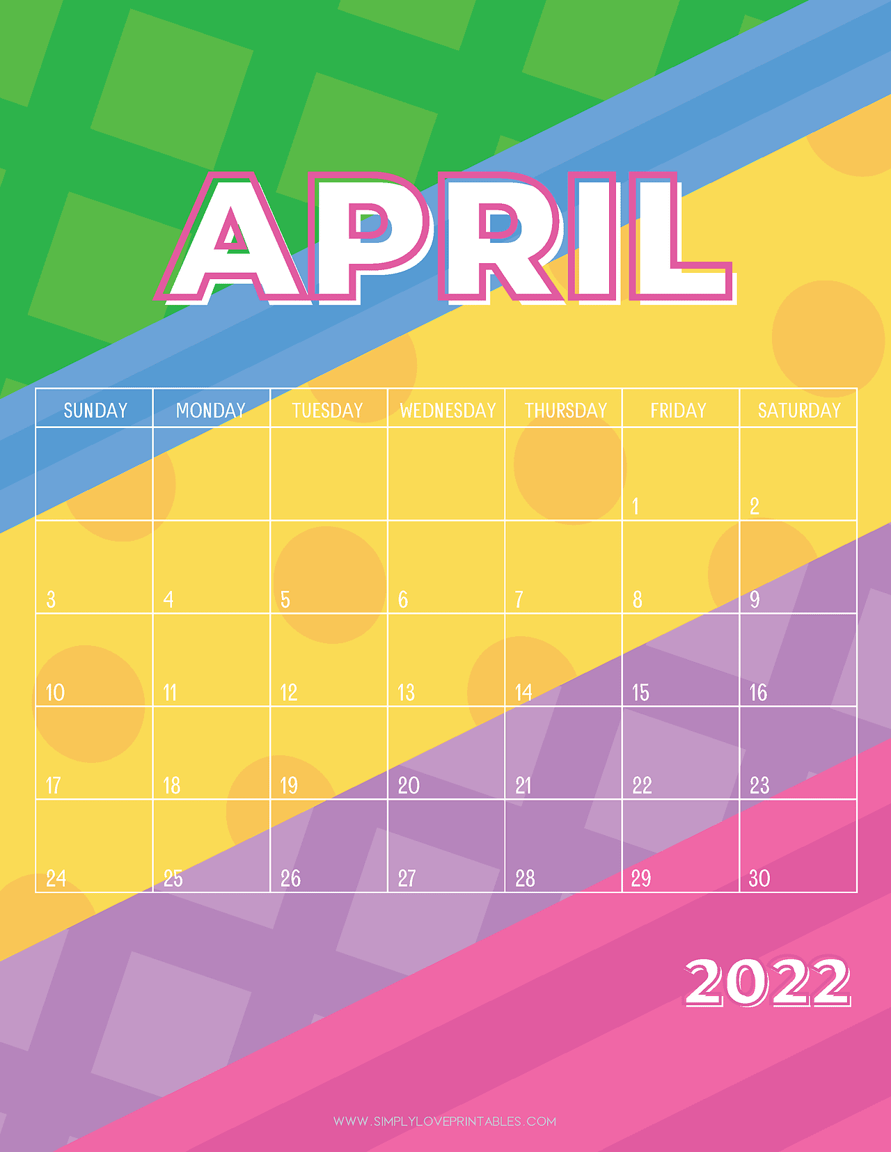 April 2022 Calendars - 40 FREE Printables | Simply Love Printables
