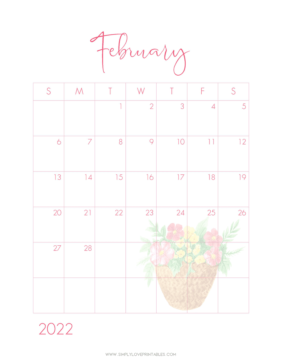 Free February 2022 Calendar Printables - | Simply Love Printables