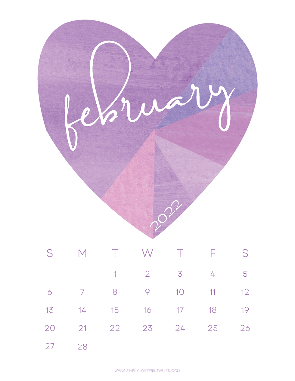 Free February 2022 Calendar Printables - | Simply Love Printables