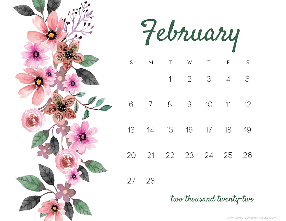 Free February 2022 Calendar Printables - | Simply Love Printables