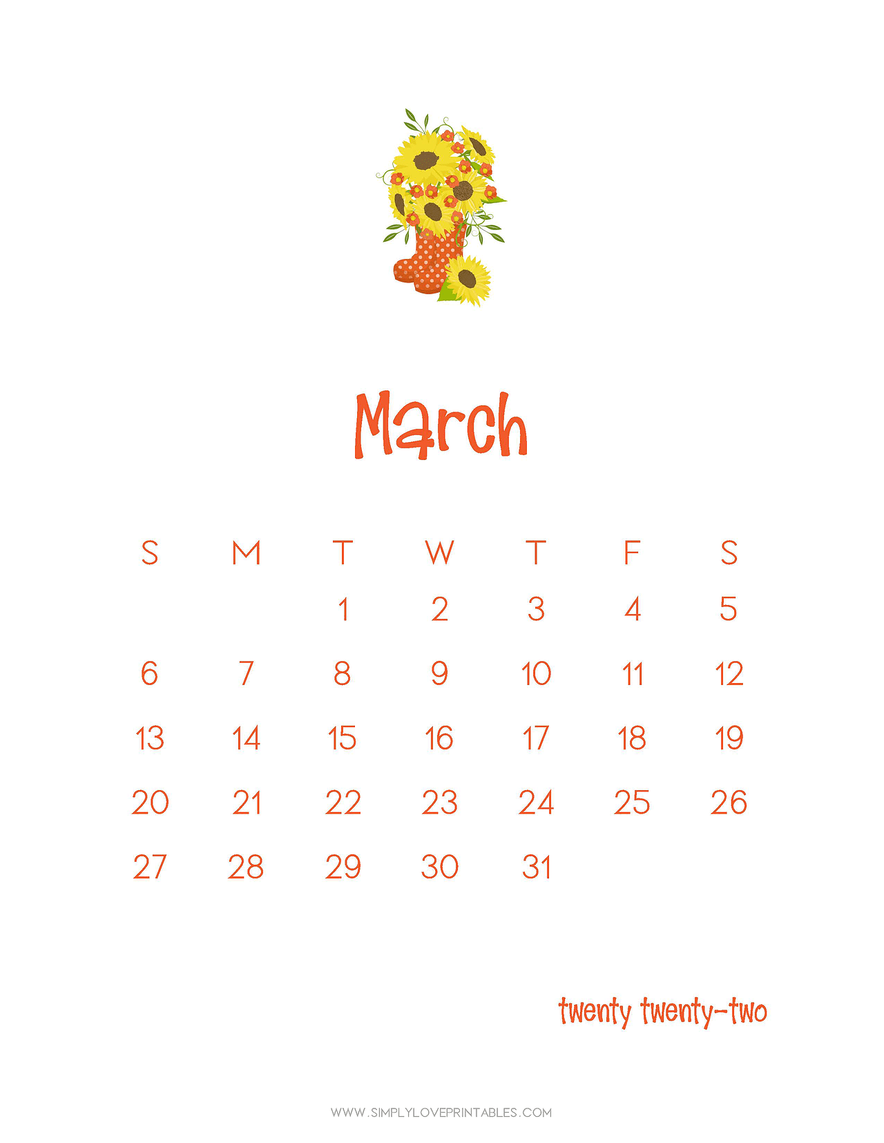 Free March 2022 Calendar Printables - | Simply Love Printables