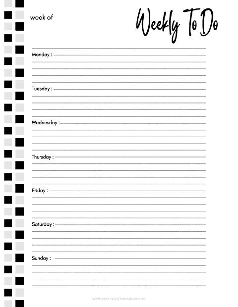25 Free Weekly To Do List Printables | Simply Love Printables