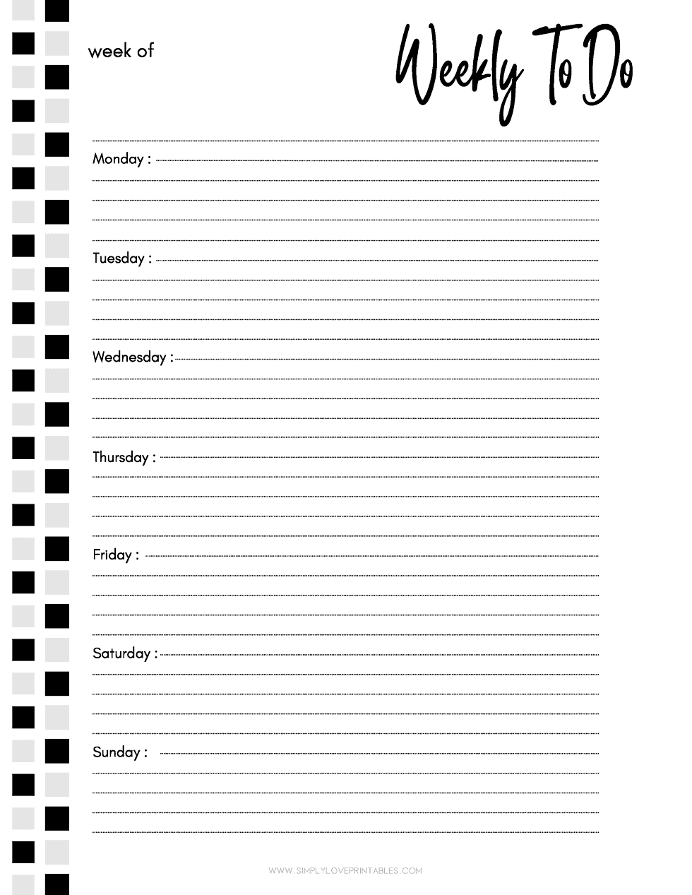 25 Free Weekly To Do List Printables | Simply Love Printables