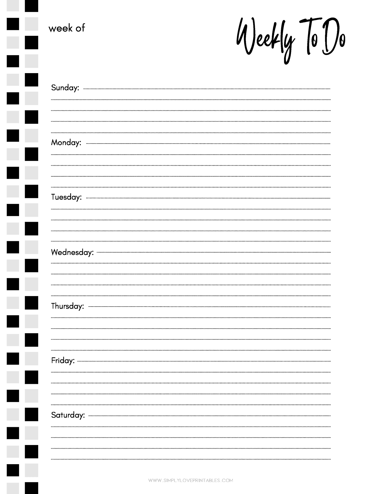 25 Free Weekly To Do List Printables | Simply Love Printables