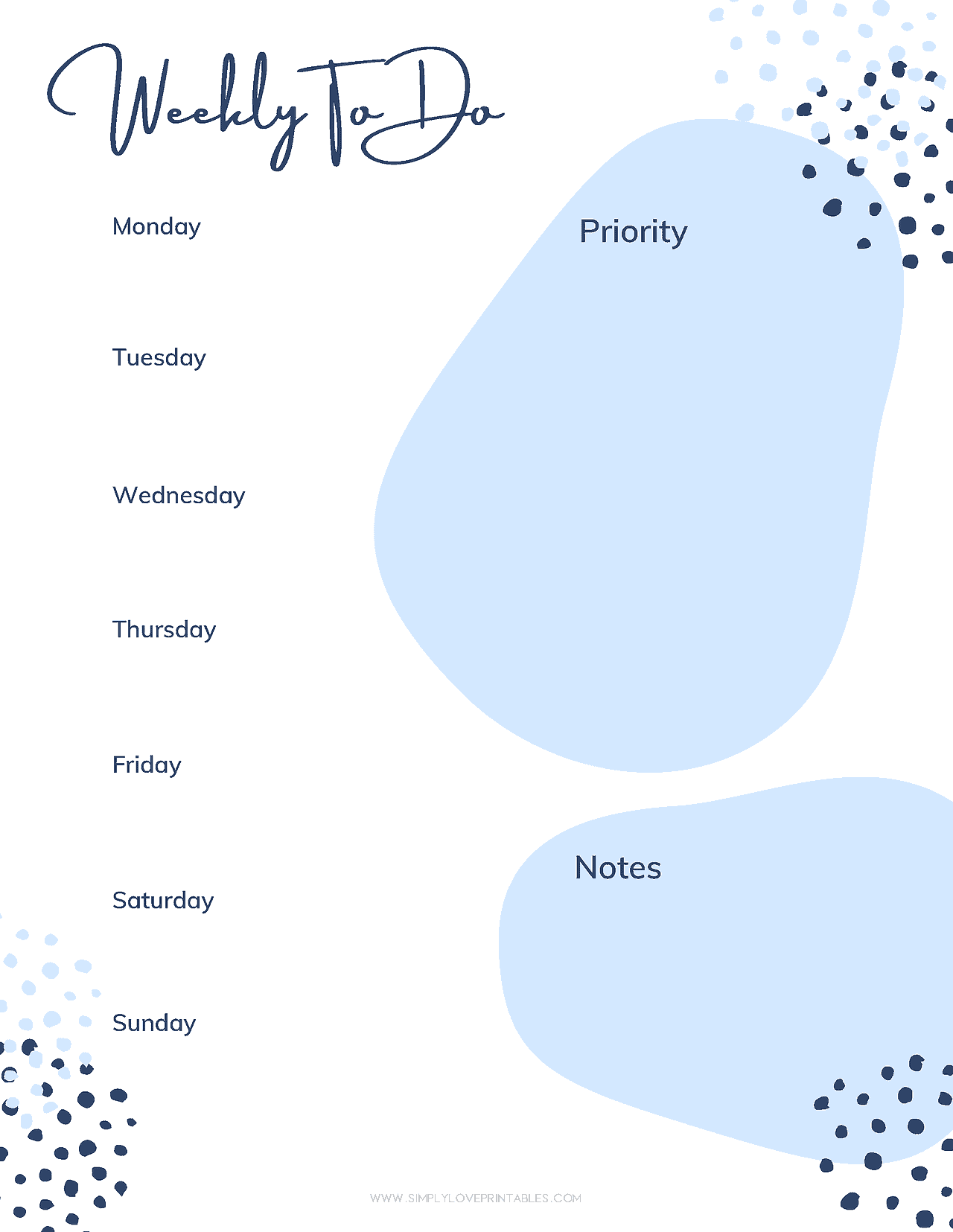 25 Free Weekly To Do List Printables | Simply Love Printables