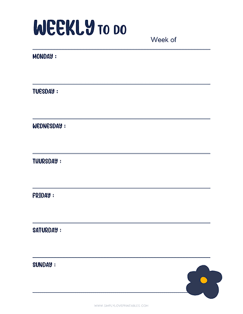 25 Free Weekly To Do List Printables | Simply Love Printables