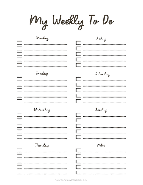 25 Free Weekly To Do List Printables | Simply Love Printables