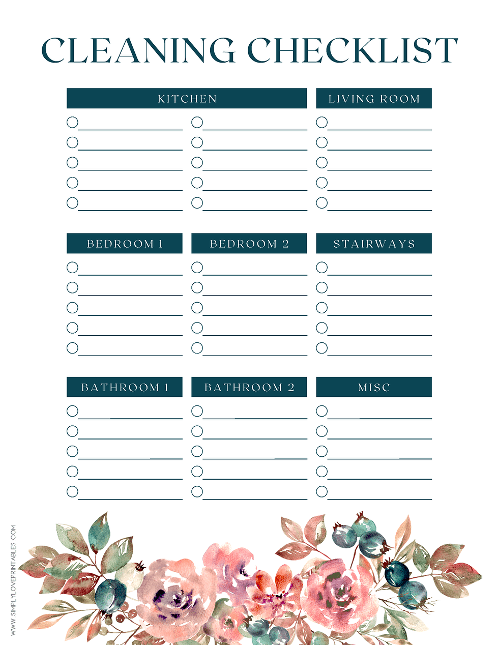 Free Printable Cleaning Lists | Simply Love Printables