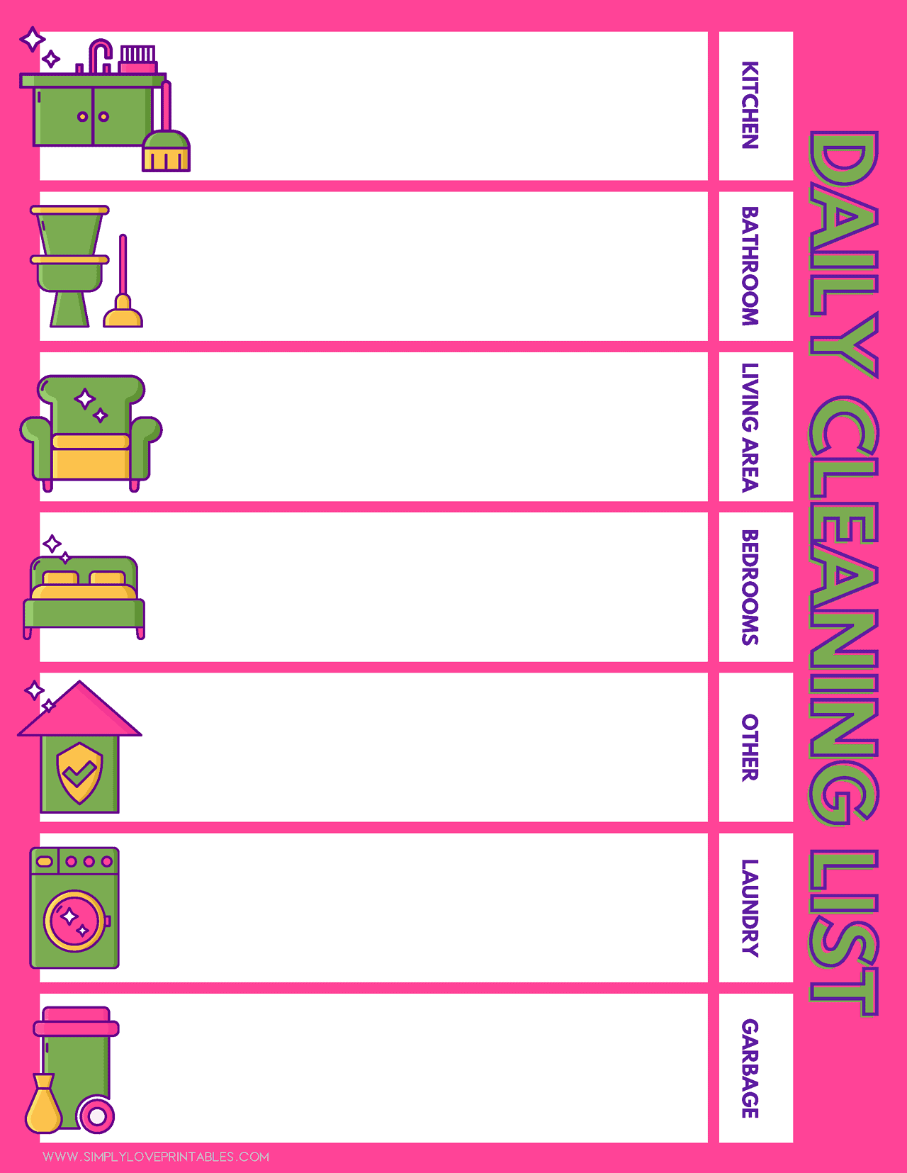 Free Printable Cleaning Lists | Simply Love Printables