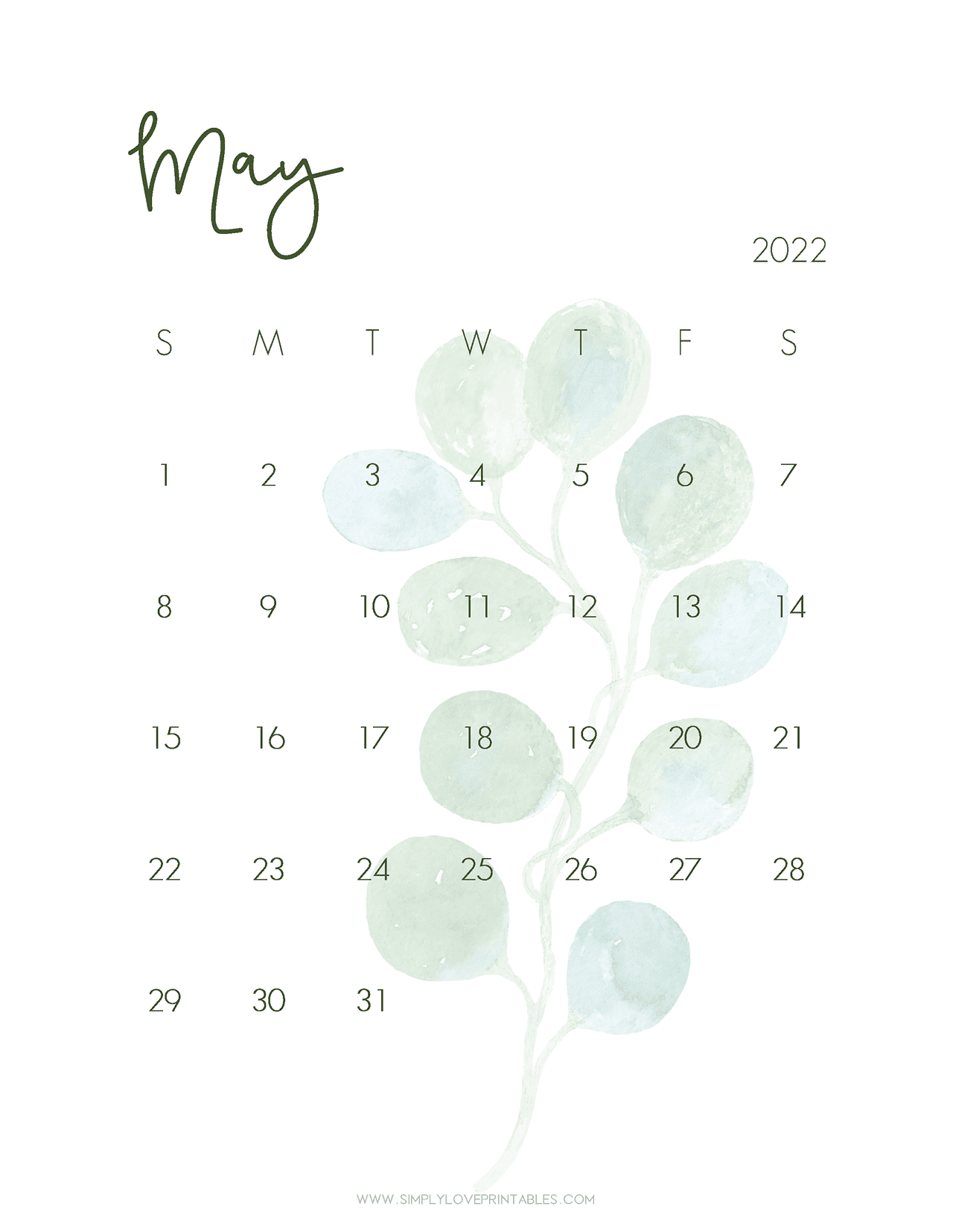 40 Free May 2022 Calendar Printables | Simply Love Printables