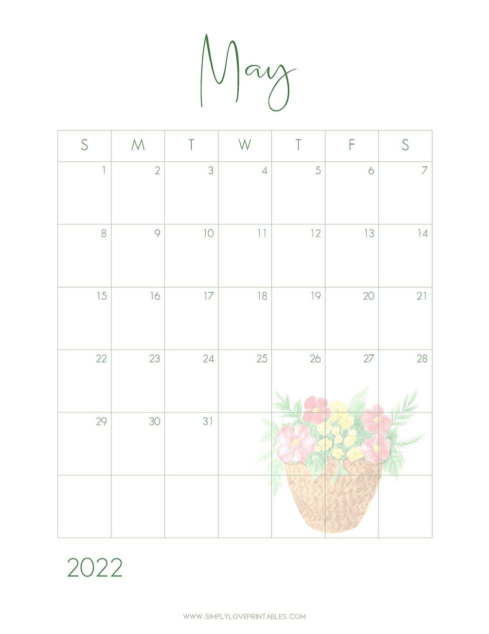 40 Free May 2022 Calendar Printables | Simply Love Printables