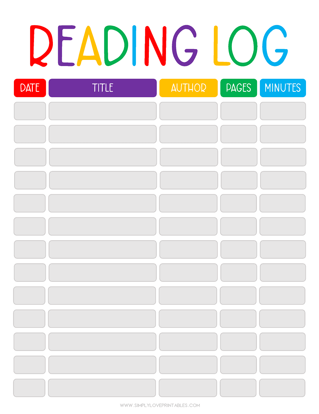 20 Free Printable Reading Logs for Kids | Simply Love Printables
