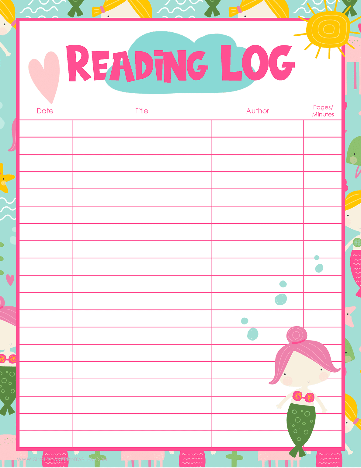 20 Free Printable Reading Logs for Kids | Simply Love Printables