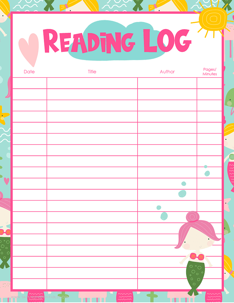 20 Free Printable Reading Logs for Kids | Simply Love Printables
