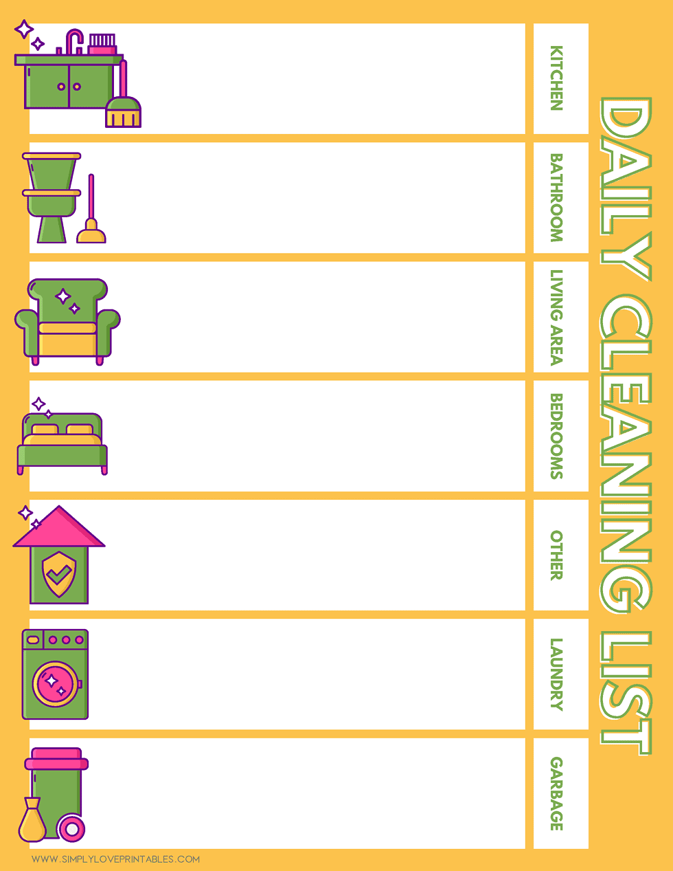 Free Printable Cleaning Lists | Simply Love Printables