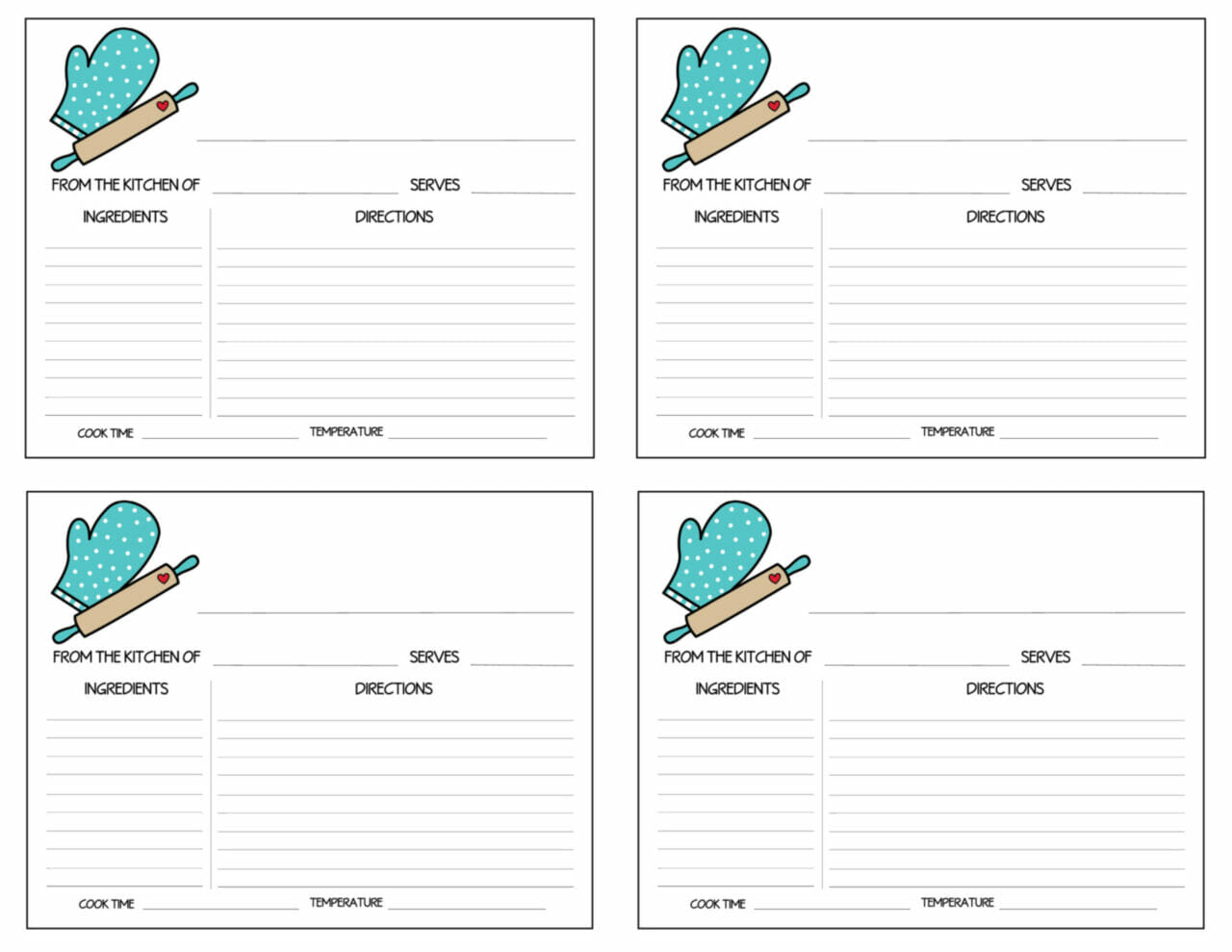 Free Recipe Card Printables - Simply Love Printable