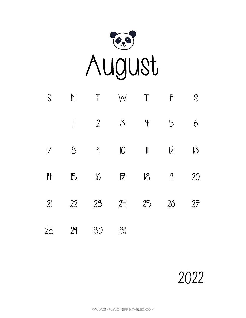 Free August 2022 Calendar Printables | Simply Love Printables